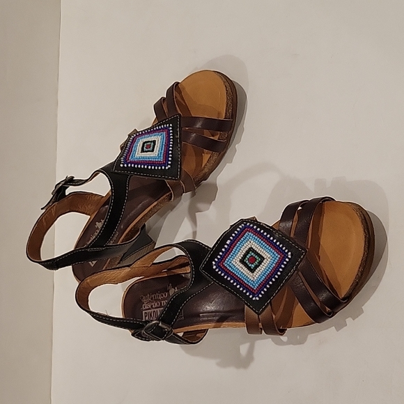 PIKOLINOS | Shoes | Pikolinos Kaki Leather Beaded Strappy Sandals ...